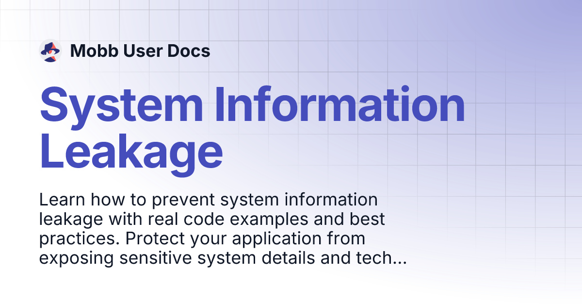 System Information Leakage | Mobb User Docs