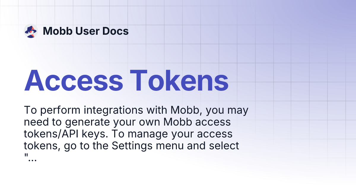 Access Tokens | Mobb User Docs